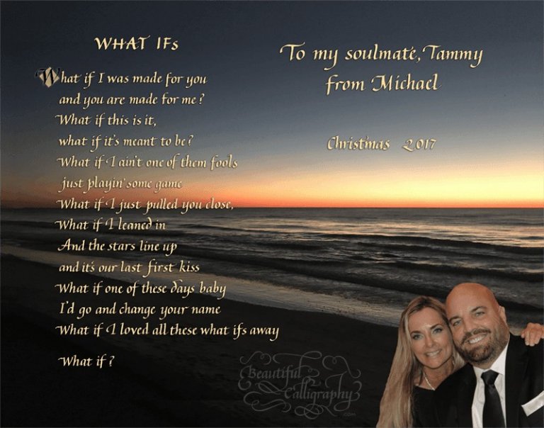 Song Lyrics Personalized In Calligraphy ~ Beautiful Calligraphy