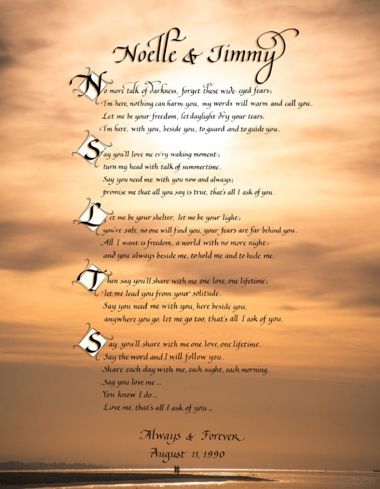 Song Lyrics Personalized In Calligraphy ~ Beautiful Calligraphy